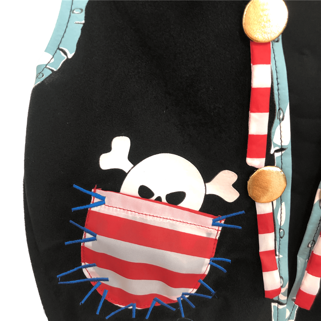 Captain Stripe pirate vest with striped pockets and gold buttons ...