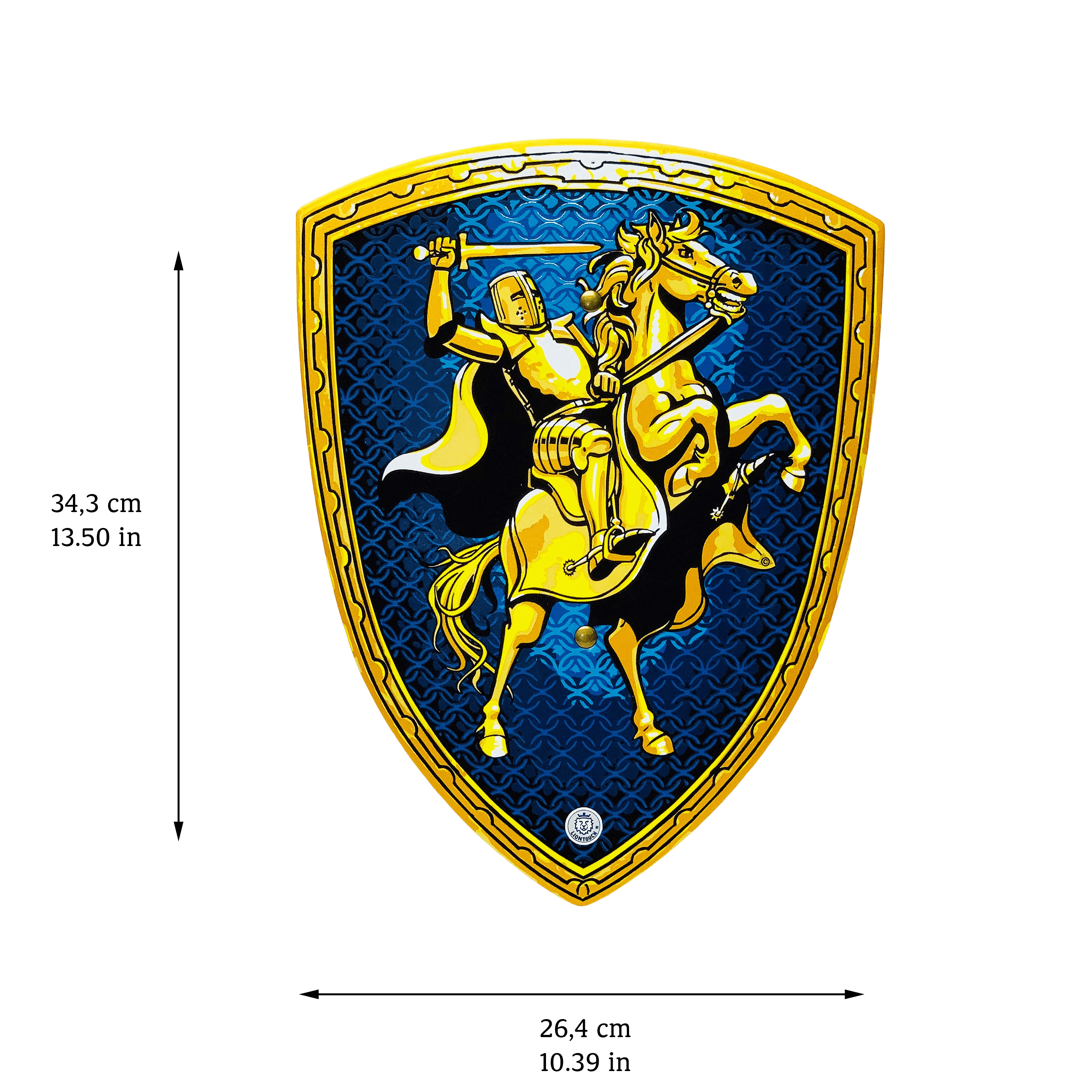 Liontouch's Panopli Knight Shield for children with a golden knight motif