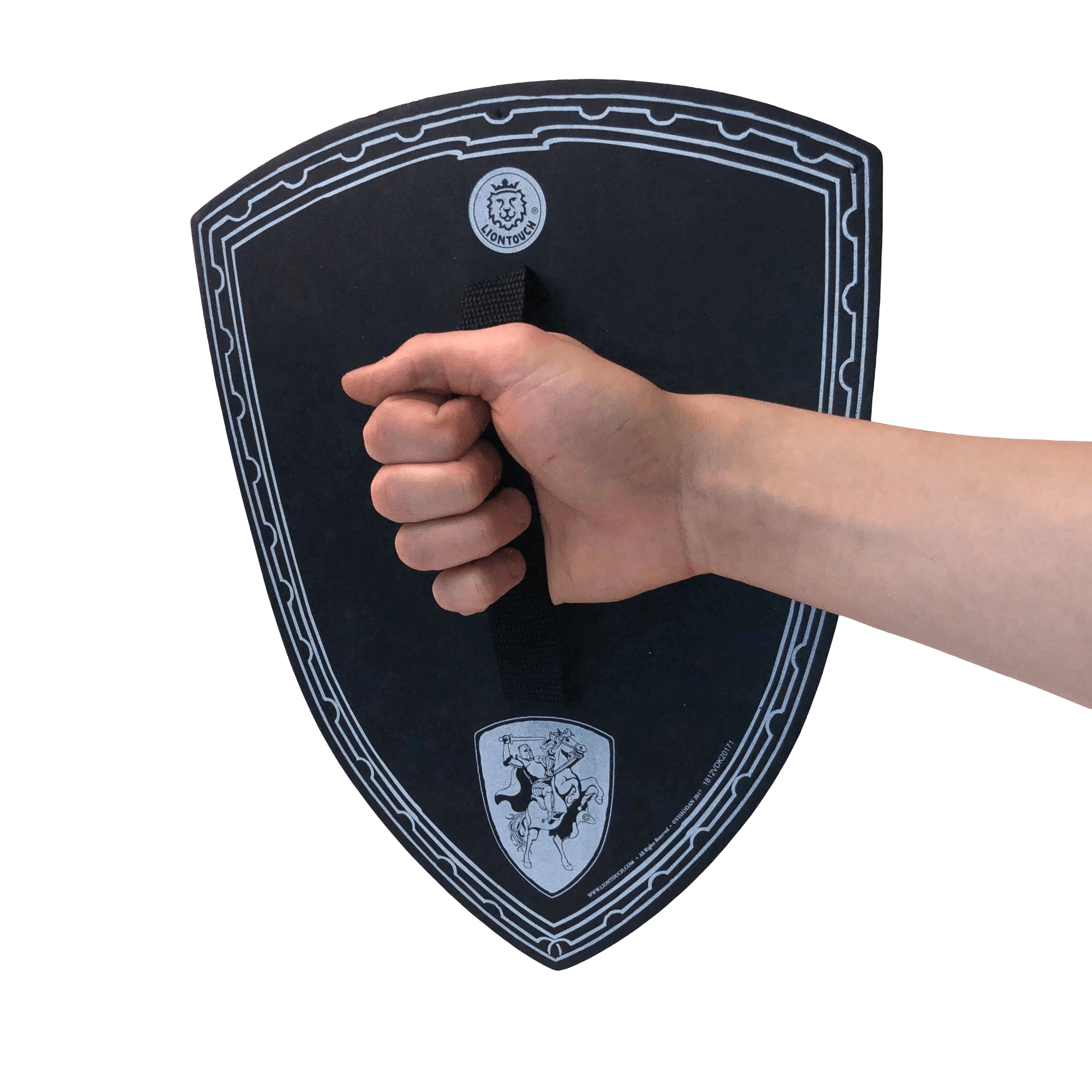 Liontouch's Panopli Knight Shield for children with a golden knight motif