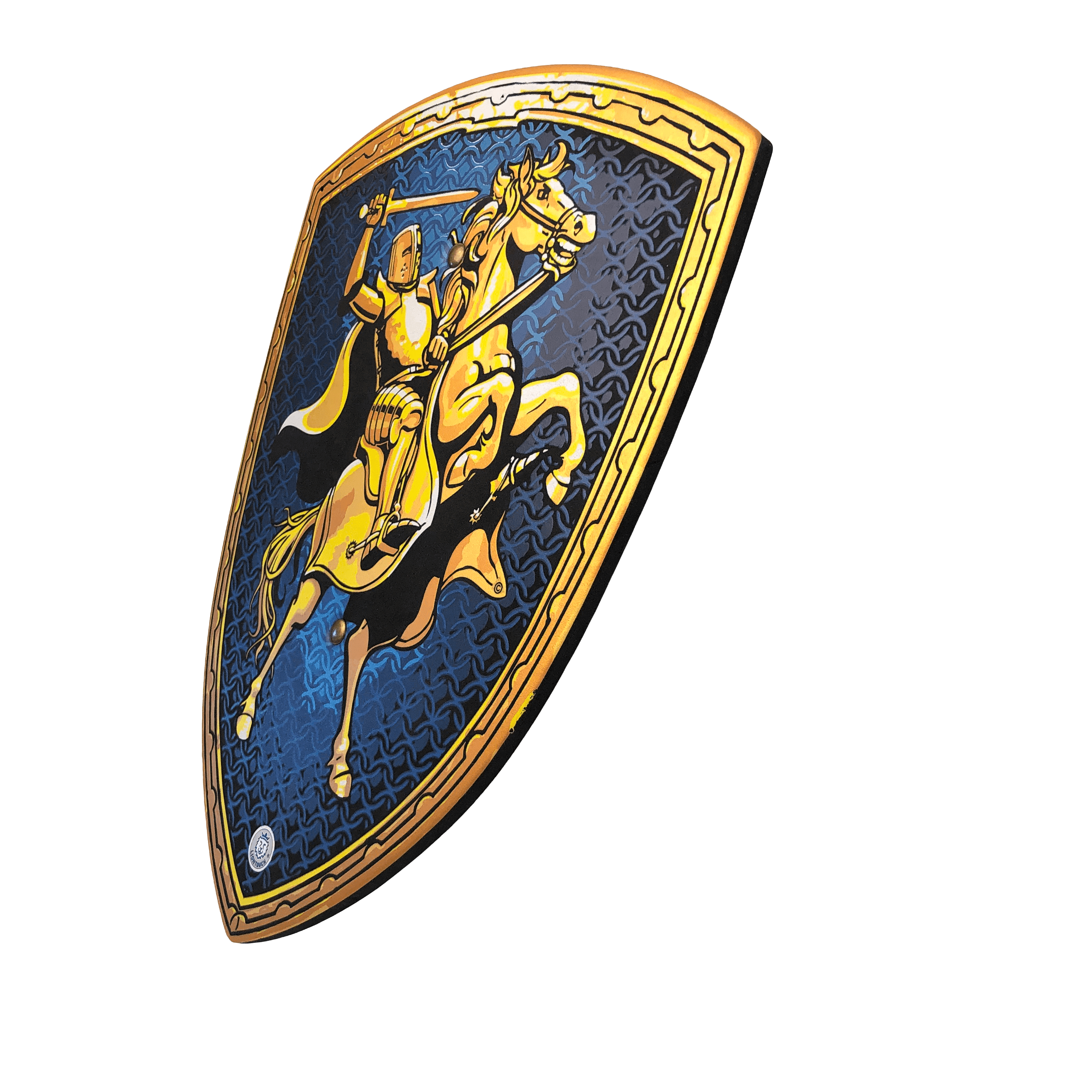 Liontouch's Panopli Knight Shield for children with a golden knight motif