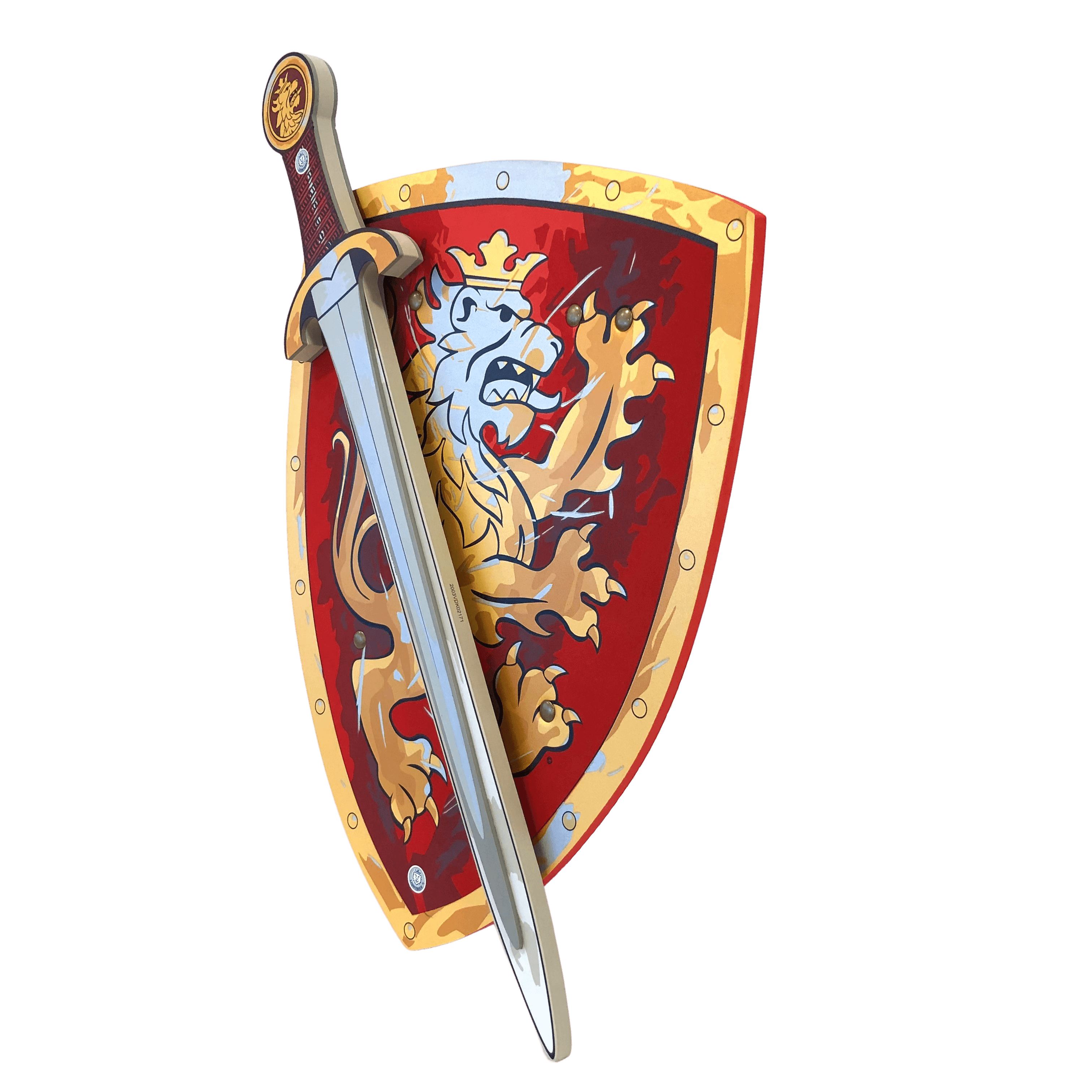 The Noble Knight's sword and shield in red from Liontouch.